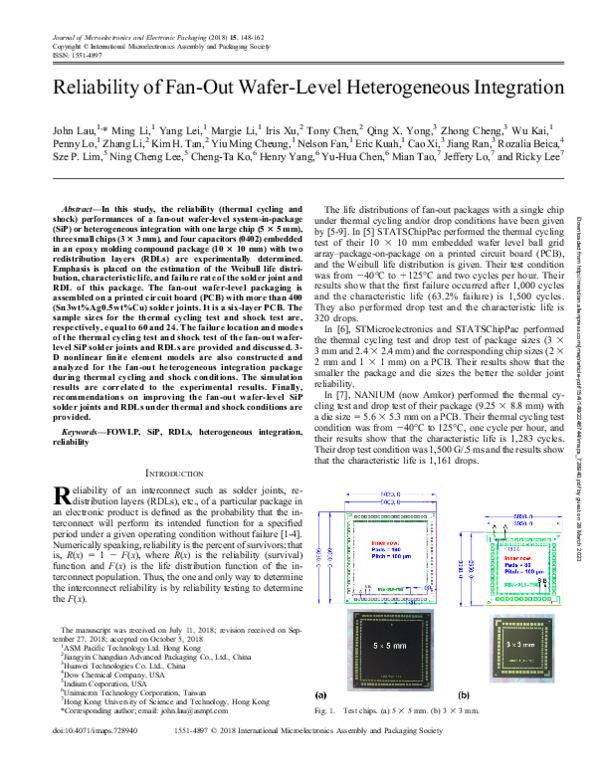(PDF) Reliability of Fan-Out Wafer-Level Heterogeneous Integration | Iris Xu - Academia.edu