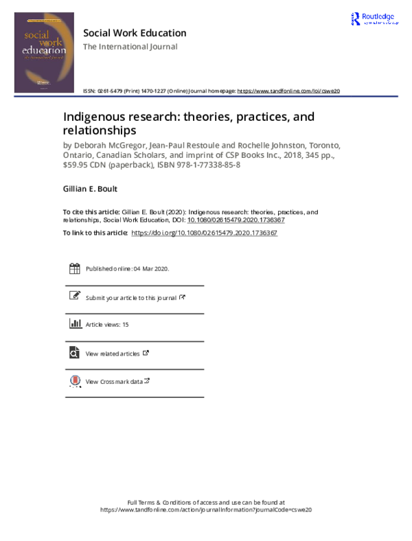 (PDF) Indigenous research: theories, practices, and relationships
