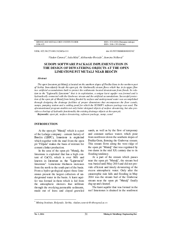(PDF) SUDOP1 software package implementation in the design of ...