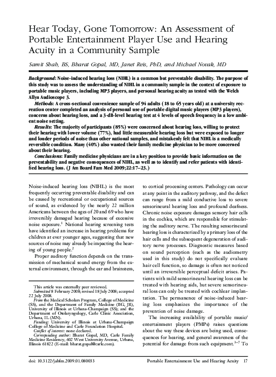 (PDF) Hear Today, Gone Tomorrow: An Assessment of Portable ...