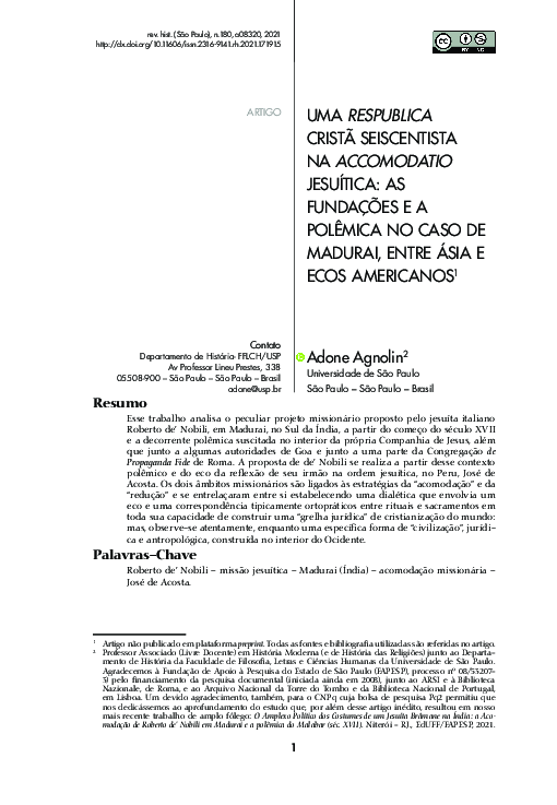 (PDF) Uma Respublica Cristã Seiscentista na Accomodatio Jesuítica: as ...