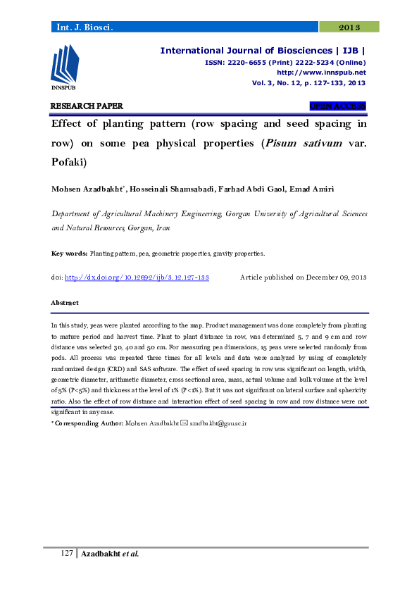 (PDF) Effect of planting pattern (row spacing and seed spacing in row ...