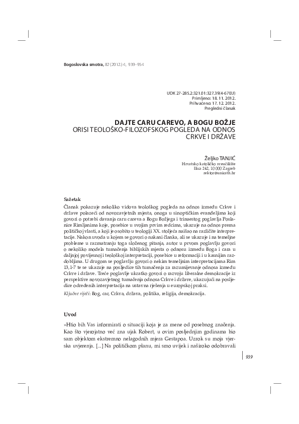 (PDF) Give to Caesar What is Caesar's And to God What is God's ...