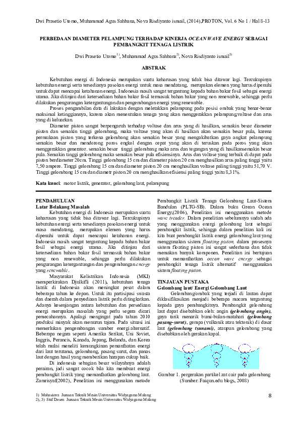 (PDF) Perbedaan Diameter Pelampung Terhadap Kinerja Ocean Wave Energy ...