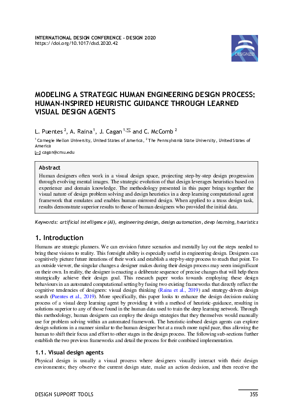 (PDF) Modeling a Strategic Human Engineering Design Process: Human-Inspired Heuristic Guidance ...