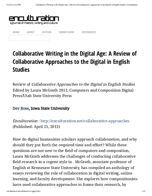 (PDF) Collaborative Writing in the Digital Age: A Review of ...