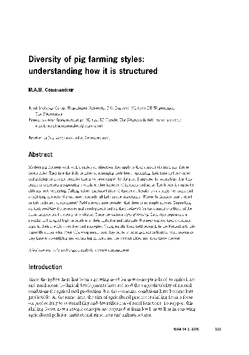 (PDF) Diversity of pig farming styles: understanding how it is structured