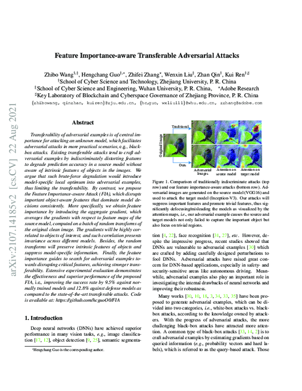 (PDF) Feature Importance-aware Transferable Adversarial Attacks