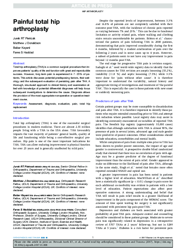 (PDF) Painful total hip arthroplasty