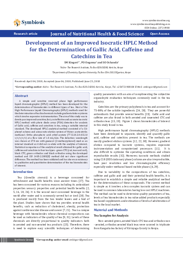 (PDF) Development of an Improved Isocratic HPLC Method for the Determination of Gallic Acid ...