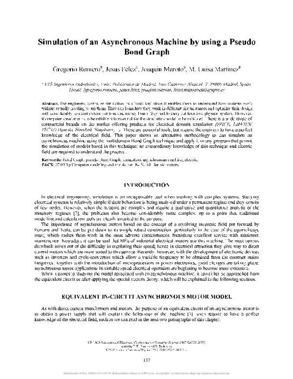 Pdf Simulation Of An Asynchronous Machine By Using A Pseudo Bond