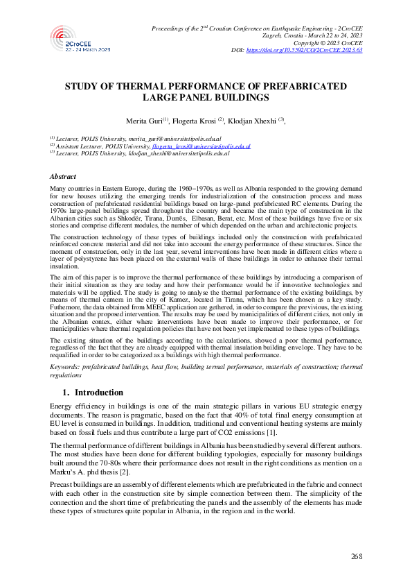 (PDF) STUDY OF THERMAL PERFORMANCE OF PREFABRICATED LARGE PANEL BUILDINGS