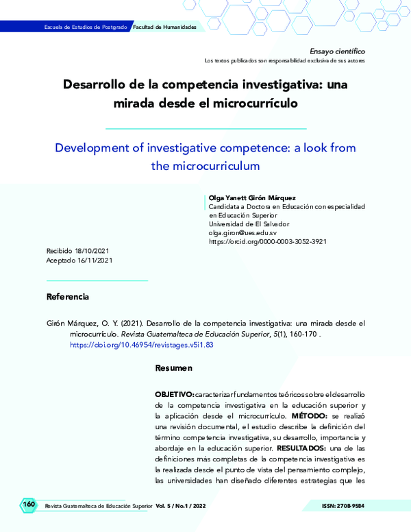 (PDF) Desarrollo de la competencia investigativa: una mirada desde el microcurrículo