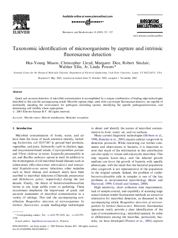 Pdf Taxonomic Identification Of Microorganisms By Capture And