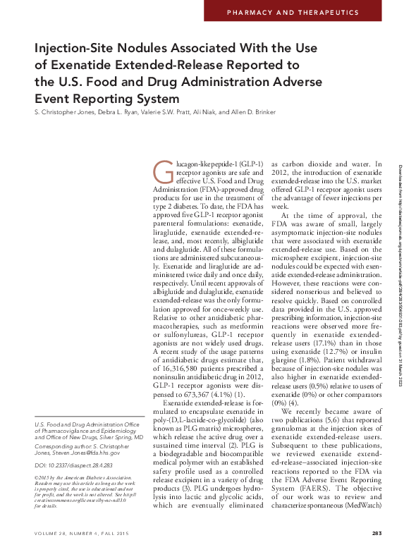 (PDF) Injection-Site Nodules Associated With the Use of Exenatide ...
