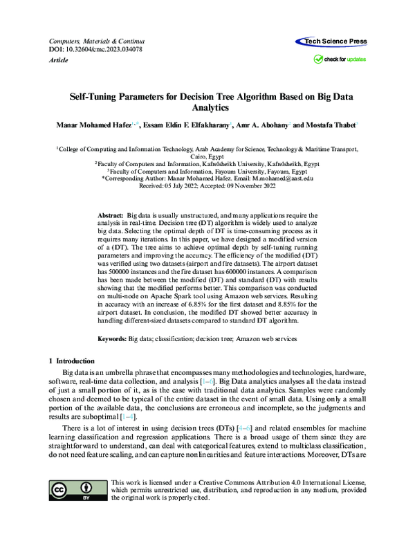 Pdf Self Tuning Parameters For Decision Tree Algorithm Based On Big Data Analytics