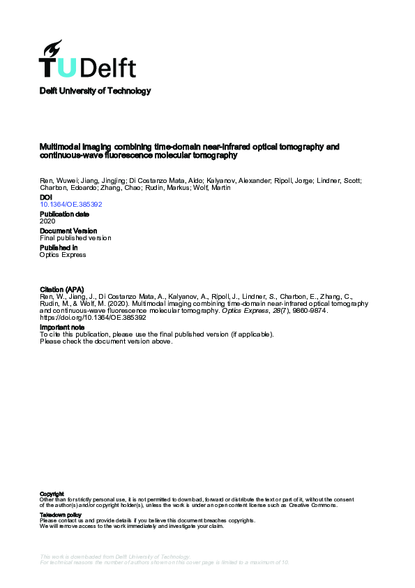 (PDF) Multimodal imaging combining time-domain near-infrared optical tomography and continuous ...