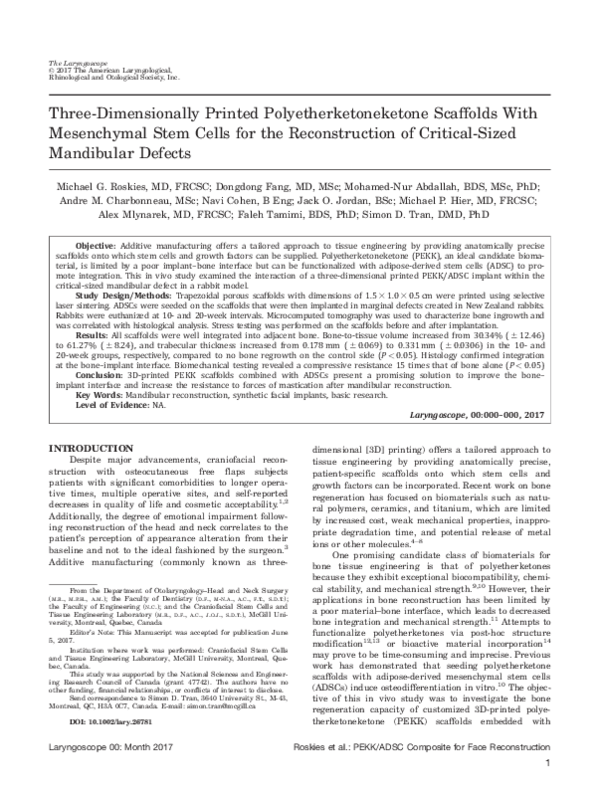 (PDF) Three-dimensionally printed polyetherketoneketone scaffolds with ...