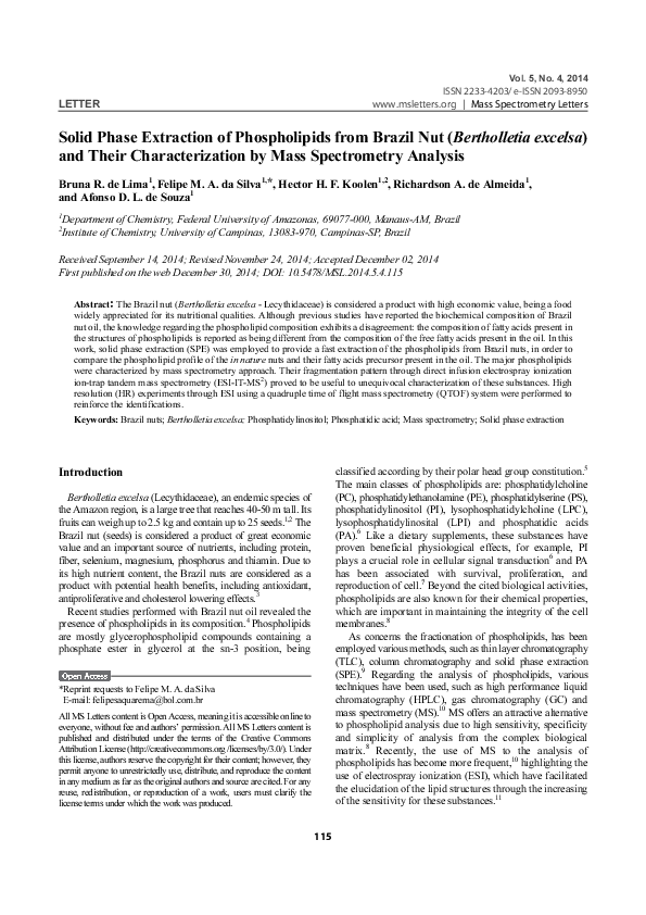 (PDF) Solid Phase Extraction of Phospholipids from Brazil Nut ...