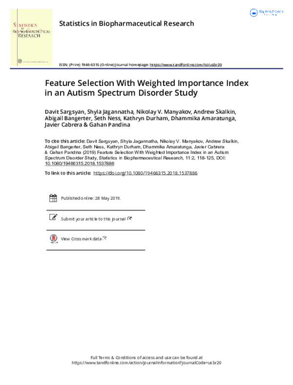 (PDF) Feature Selection With Weighted Importance Index in an Autism Spectrum Disorder Study