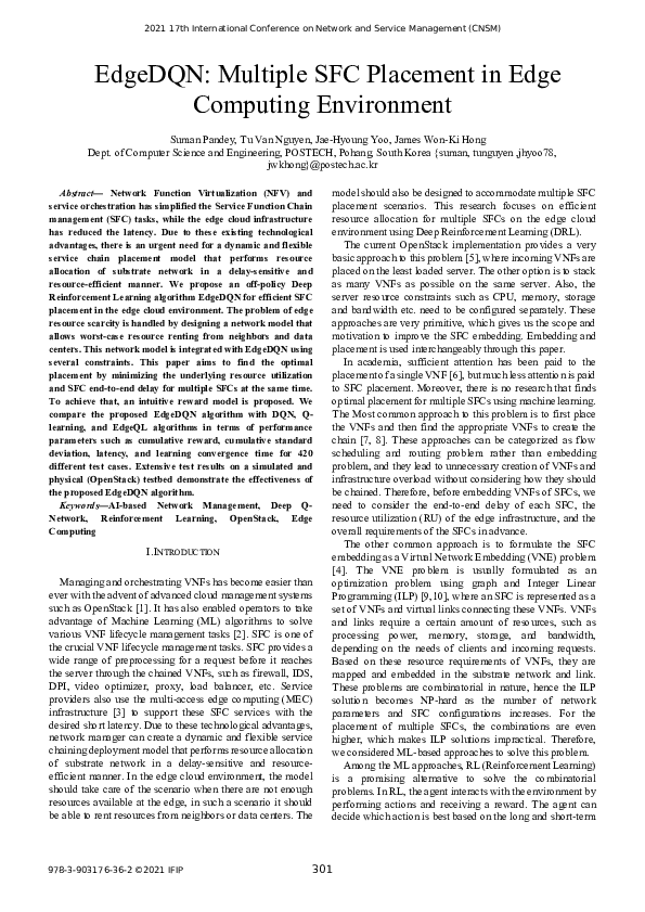 (PDF) EdgeDQN: Multiple SFC Placement in Edge Computing Environment