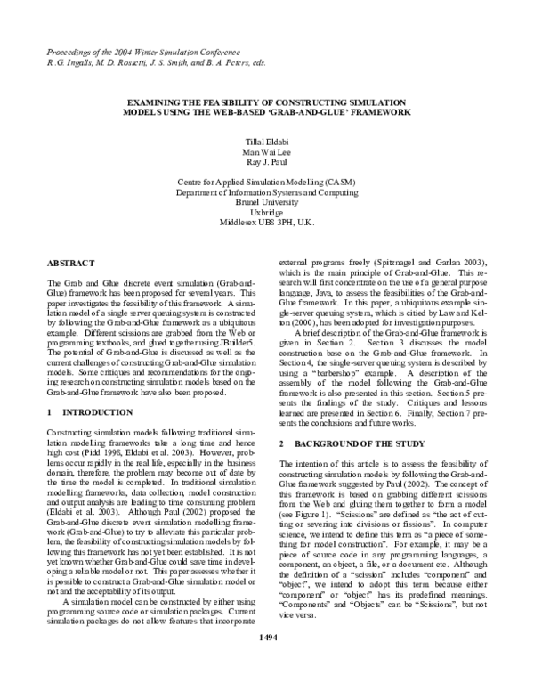 Pdf Examining The Feasibility Of Constructing Simulation Models Using