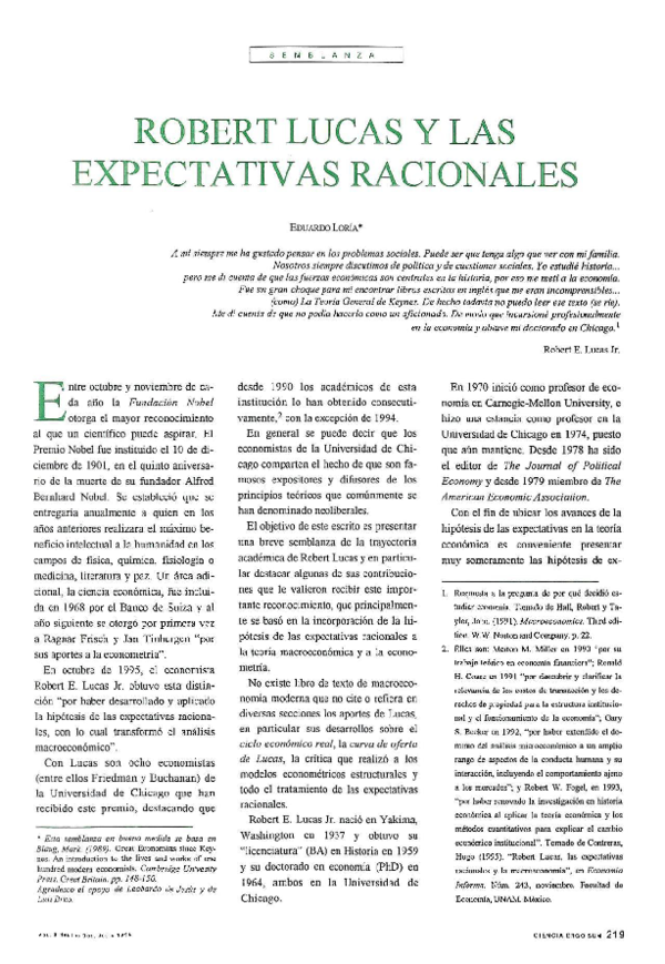 (PDF) Robert Lucas y las expectativas racionales