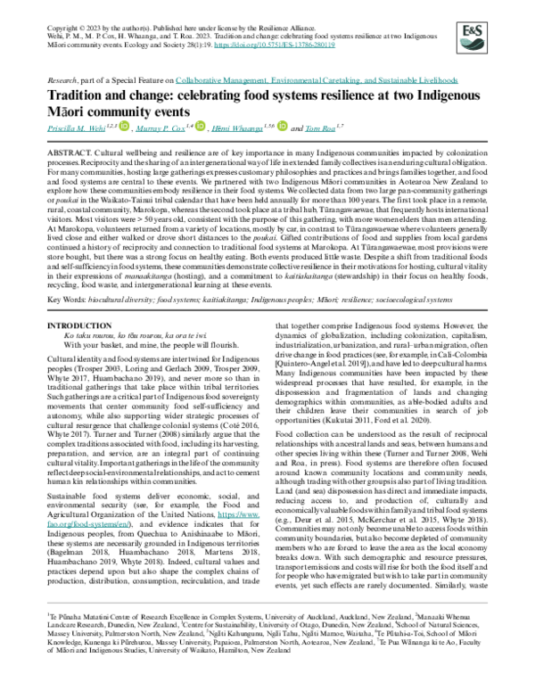 (PDF) Tradition and change: celebrating food systems resilience at two ...