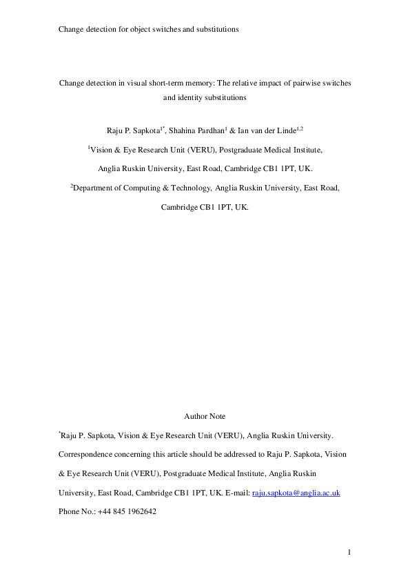 (PDF) Change Detection in Visual Short-Term Memory