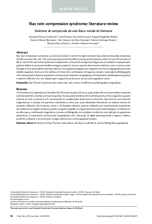 (PDF) Iliac vein compression syndrome: literature review | Santos Souza ...
