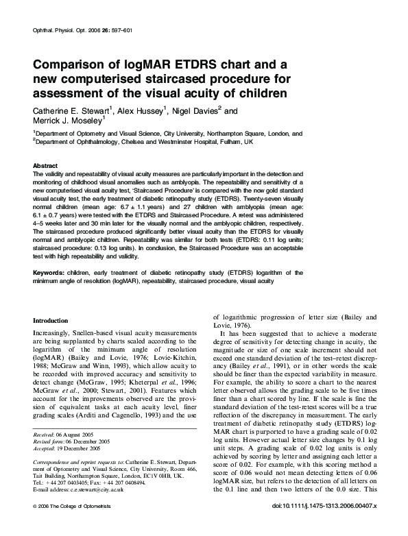 (PDF) Comparison of logMAR ETDRS chart and a new computerised ...