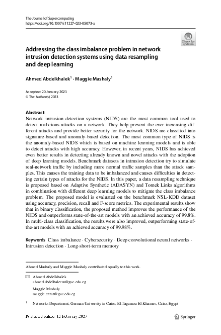 Pdf Addressing The Class Imbalance Problem In Network Intrusion