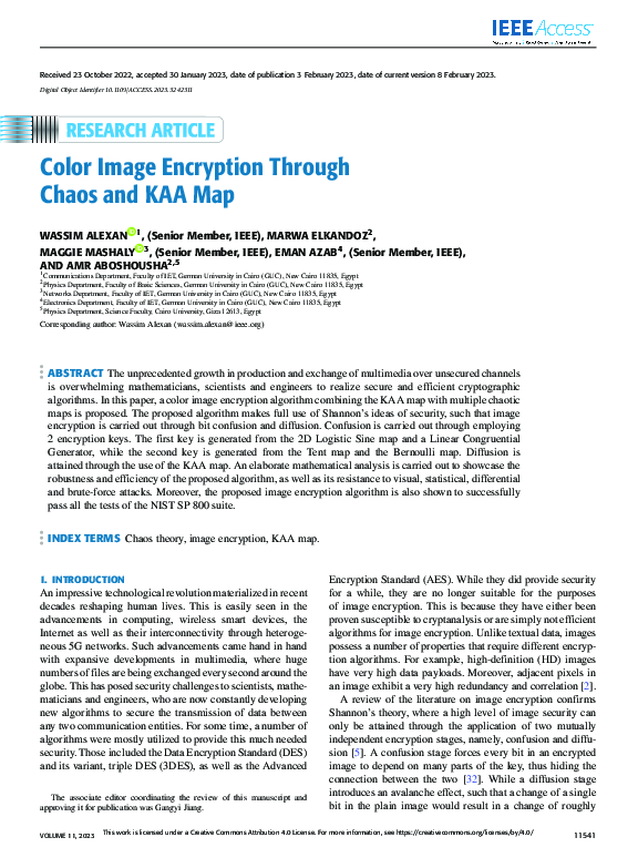 (PDF) Color Image Encryption Through Chaos and KAA Map