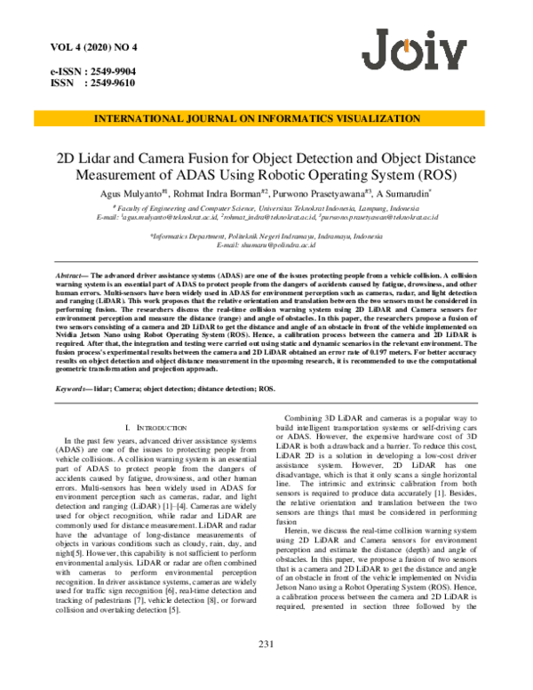 Pdf Implementation 2d Lidar And Camera For Detection Object And 0622