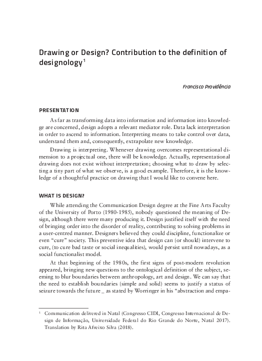 (PDF) Drawing or Design? Contribution to the definition of designology