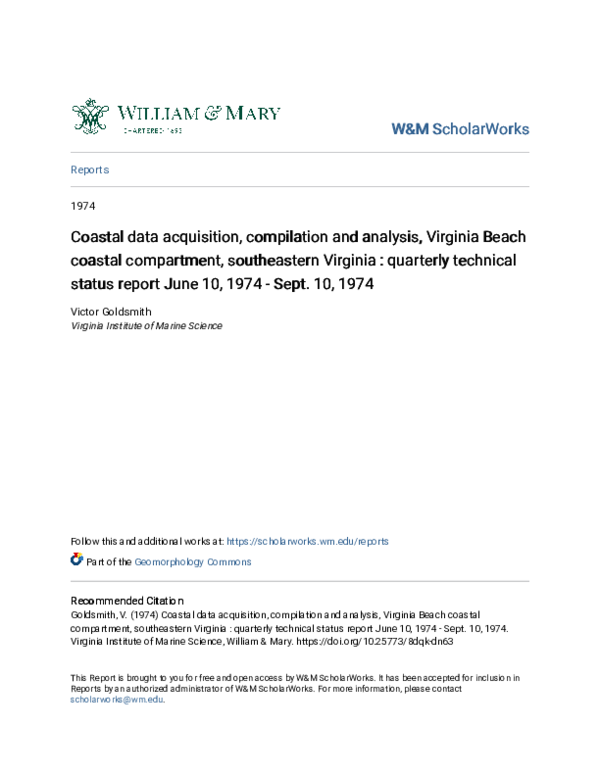 (PDF) Coastal data acquisition, compilation and analysis, Virginia ...