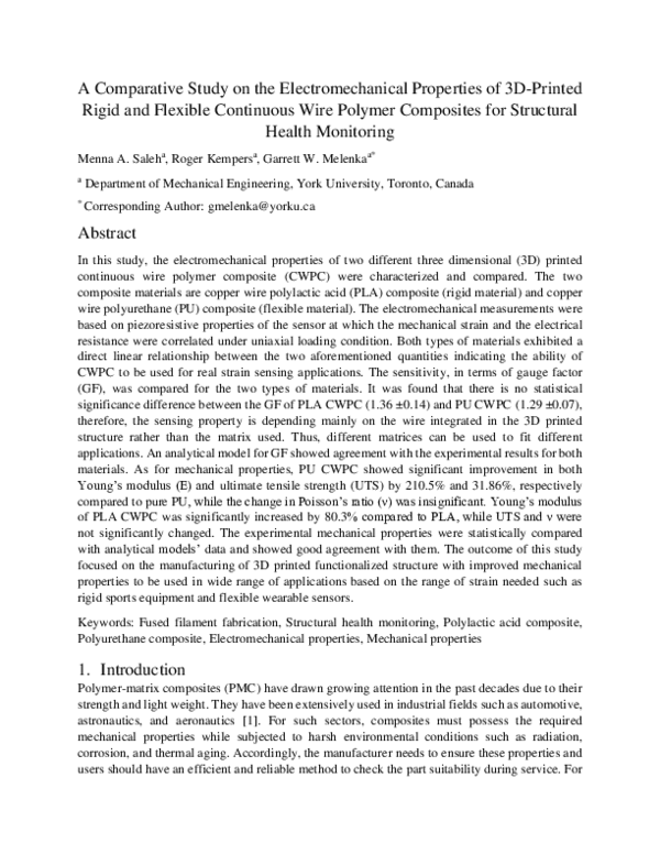 (PDF) A comparative study on the electromechanical properties of 3D-Printed rigid and flexible ...