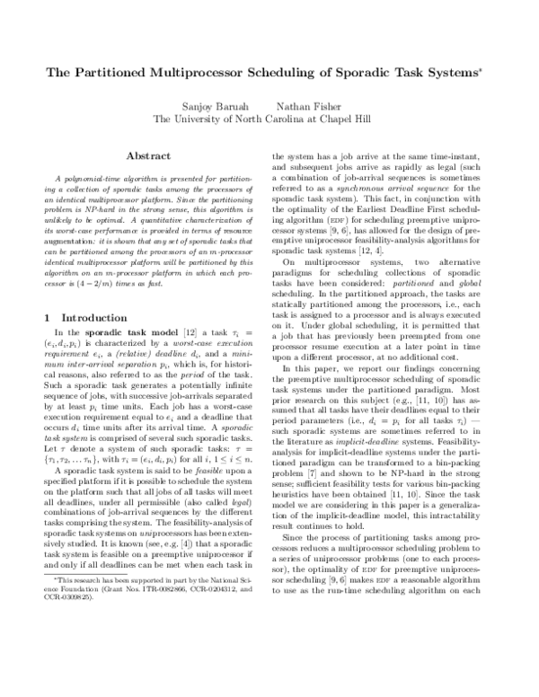 (PDF) The Partitioned Multiprocessor Scheduling of Sporadic Task Systems