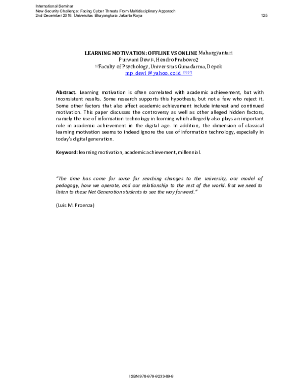(PDF) Learning Motivation: Offline Vs Online