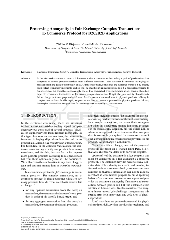 (PDF) Preserving Anonymity in Fair Exchange Complex Transactions E-Commerce Protocol for B2C/B2B ...