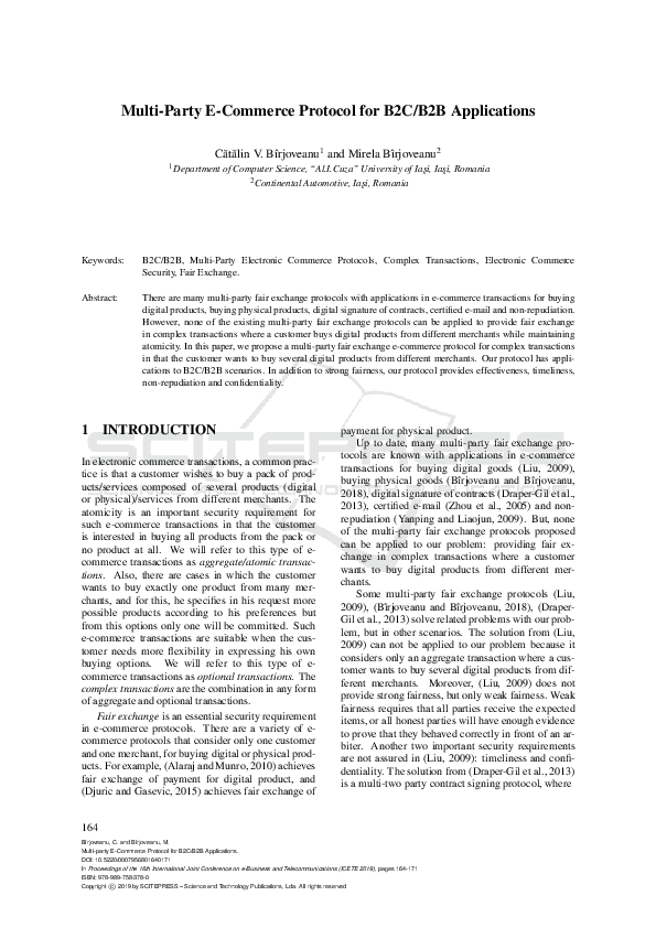 (PDF) Multi-party E-Commerce Protocol for B2C/B2B Applications