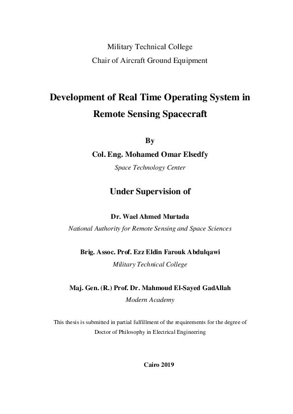 (PDF) Development of Real Time Operating System in Remote Sensing ...