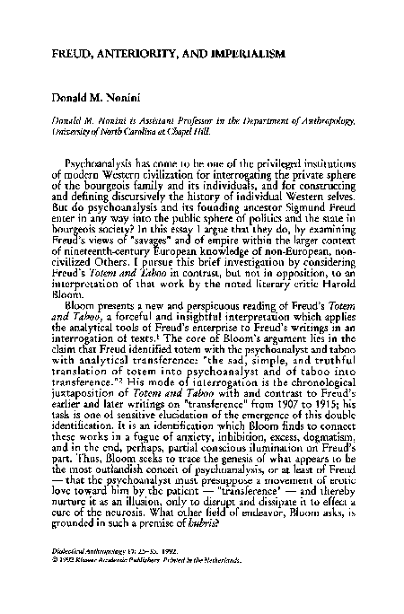 (PDF) Freud, anteriority, and imperialism