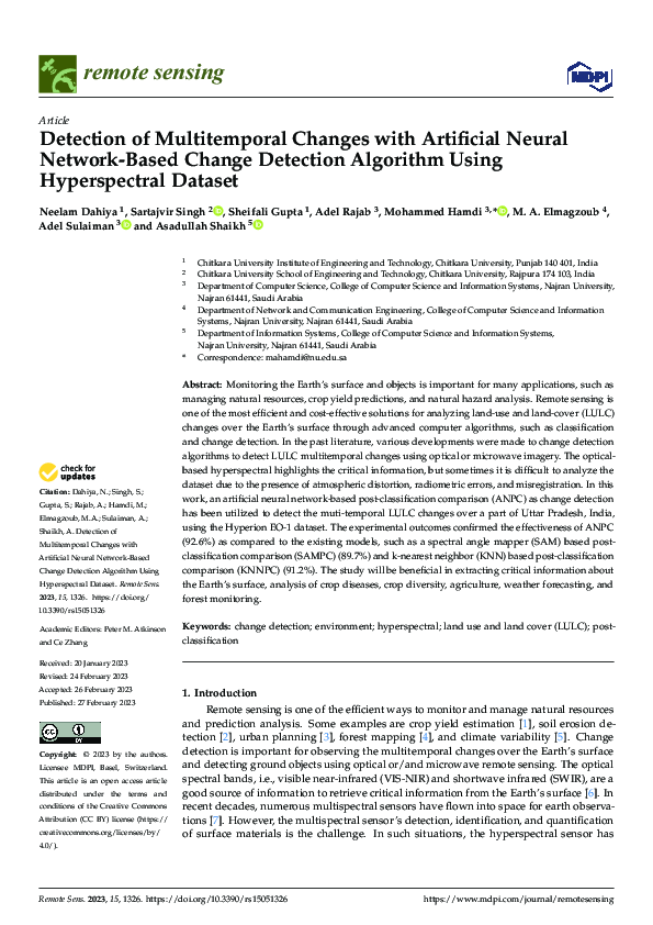 (PDF) Detection of Multitemporal Changes with Artificial Neural Network-Based Change Detection ...