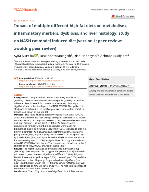 (PDF) Impact of multiple different high-fat diets on metabolism ...
