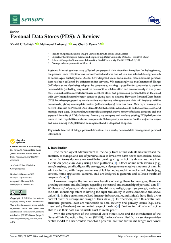 (PDF) Personal Data Stores (PDS): A Review