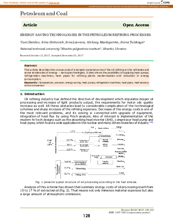 (PDF) Energy saving technologies in the petroleum refining processes