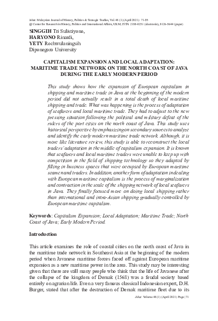 (PDF) Capitalism Expansion and Local Adaptation: Maritime Trade Network On The North Coast of ...