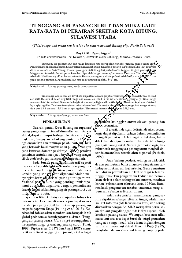 (PDF) Tunggang Air Pasang Surut Dan Muka Laut Rata-Rata DI Perairan ...