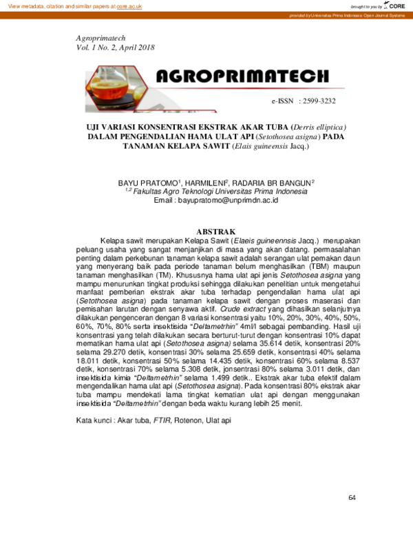 (PDF) Uji Variasi Konsentrasi Ekstrak Akar Tuba (Derris Elliptica ...